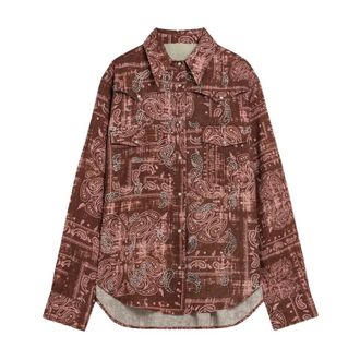 A Paper Kid Femme, Blouses et Chemises, Brun, Taille: 40 FR Camicia in misto lino stampa bandana all-over