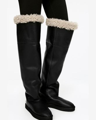 Arket Overknee-Stiefel Aus Leder -Schwarz