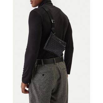 Calvin Klein Umh&auml;ngetasche Calvin Klein Emblem Aop Emboss Square Sling LV04D3277G Schwarz