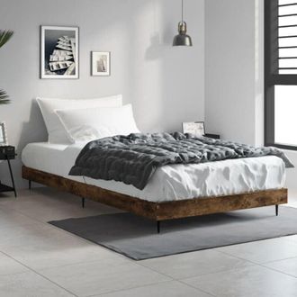 vidaXL Cadre de lit sans matelas chêne fumé 100x200 cm bois ingénierie Vidaxl