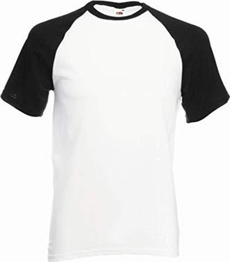 Fruit Of The Loom T-shirt de baseball - Blanc / Noir Medium, White, M