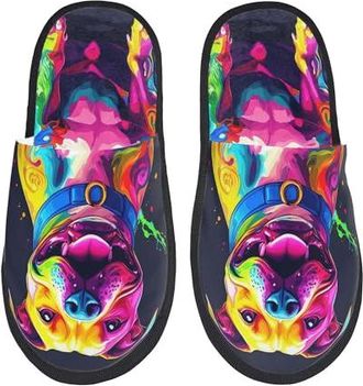 Generic Accueil Pantoufles Chien Pop Art N&eacute;on Antid&eacute;rapant Hiver Pantoufles Doux Maison Slippers Pour Automne Chambre Int&eacute;rieur L