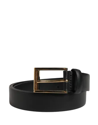 Dolce & Gabbana Men Black Classic Leather Metal Buckle Belt Calf
