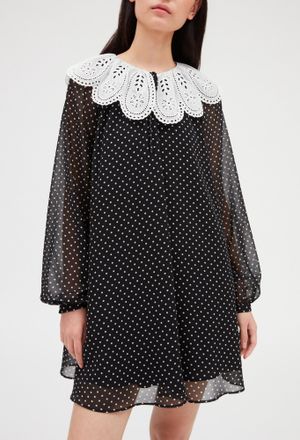 Claudie Pierlot Robe courte Rifi large col imprim&eacute; pois