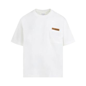 Bottega Veneta Homme, Tops, Blanc, Taille: XL T-shirt en coton avec d&eacute;tail de poche
