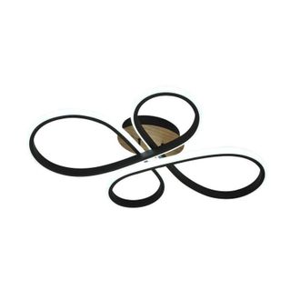 Fabrilamp Plafonnier LED 88 W 9 680 lm 3 000-6 500 K 60 cm Noir/Bois Dimmable S&eacute;rie Bandeira