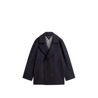 Tommy Hilfiger Manteau droit col tailleur en laine m&eacute;lang&eacute;e