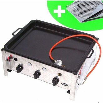 Apex edelstahl gasbr&auml;ter 10 kW 3 flammig gasgrill br&auml;ter grill bbq Grillwagen Pfanne Set 4