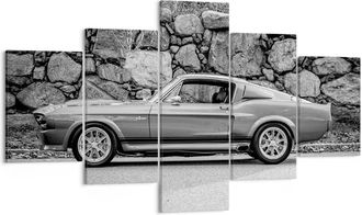 Arttor Mehrteilige Bilder auf Leinwand Auto Ford Mustang Leinwandbild 125x70cm Wandbilder Dekoration Wohnzimmer Schlafzimmer Set 5 teilige Klein Wanddeko Bil