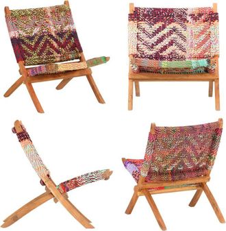 vidaXL Klappbarer Chindi-Stuhl Mehrfarbig Stoff - Chindisitz - Sitzsack - Gartenstuhl - Esszimmerstuhl - Klappbarer Stuhl - Home & Living
