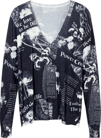 Desigual Damen Woman Flat Knit Thin Gauge Pullover Sweater, Schwarz, XXL EU