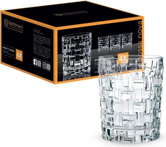 Nachtmann Whisky Gl&auml;ser, 4-teiliges Set, 330 ml, Bossa Nova, 92076, Whiskygl&auml;ser aus Kristallglas, Tumbler sp&uuml;lmaschinenfest