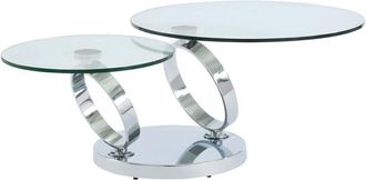 Vente-Unique Vente-unique - Table basse avec plateaux pivotants - Verre trempé et métal - joline de Maison Céphy