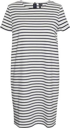Vero Moda Vmabby SS JRS Noos Robe Courte zippée, Blanc Neige/Rayures : Blazer Bleu Marine, XXL Femme