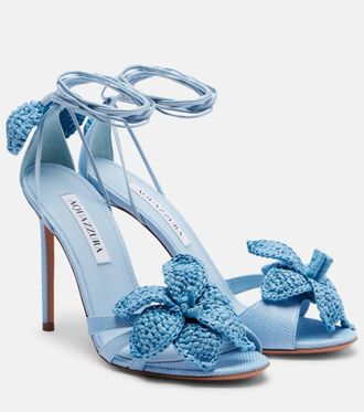 Aquazzura Sandales Calypso en raphia &agrave; appliqu&eacute;s