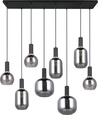 Trio Leuchten Suspension, Suspension huit lampes 120 cm Diva Gris en Verre, trio