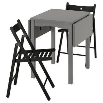 IKEA HAUGA / FR&Ouml;SVI Tisch und 2 Klappst&uuml;hle