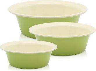 Krüger Emaille-Schüssel - Schüsselset aus 3 Schüsseln - schnitt- & kratzfeste Oberfläche - spülmaschinengeeignet - ideal für Salate & Naschereien. (Juist - p