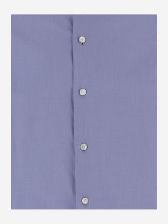 Finamore Mens Cotton Shirt Blue