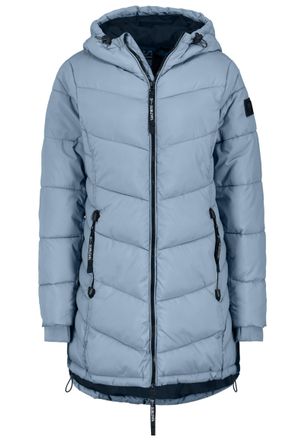 Sublevel Damen Winterjacke Stepp-Mantel mit Kapuze lang & tailliert, Outdoorjacke f&uuml;r Damen middle-blue XL