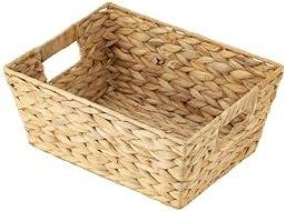 Echtwerk Panier de rangement en jacinthe deau, Rectangulaire, 33 x 25 x 15 cm, Coloris naturel, Panier tressé, empilable pour salle de bain, bureau & salon