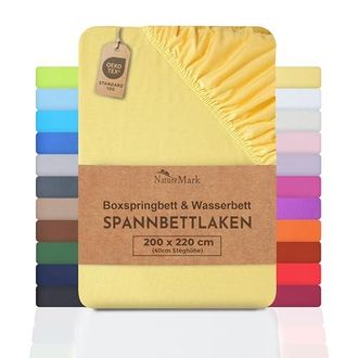 NatureMark Drap-housse basique pour lit à sommier tapissier et à eau - 200 x 220 cm - Hauteur de bonnet 40 cm - 200 x 220 cm - 100 % coton - Jaune