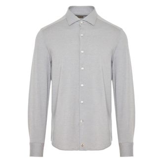 Sonrisa Italienische Baumwolle Lyocell Hemd - - Shirts - Herren - Grau - XL