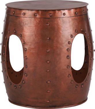 WOMO-DESIGN Beistelltisch Lahti rund Ø38x45 cm Kupfer, Unikat, handgefertigt aus Metall, Industrie-Design, Couchtisch mit Schweißnieten, Wohnzimmertisch Sofatisch