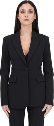 Pinko Neerose Veste Technique en crêpe Stretch + Dentelle laminée Blazer, Z99_Limousine Noire, 36 Femme