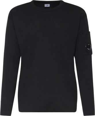 C.P. Company C.p. Company, Homme, Sweatshirts et sweats &agrave; capuche, Noir, Taille: 2XL Pull Ras du Cou avec Lens en Coton Sea Island