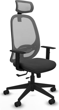 Piqueras y Crespo Stuhl mit 1D-Armlehnen, h&ouml;henverstellbare Lendenwirbelst&uuml;tze und h&ouml;henverstellbares Kopfteil, Grau/Dunkelgrau