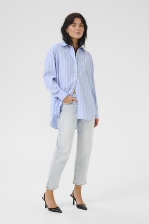 MY ESSENTIAL WARDROBE Langarm-Hemd Box fit blue white