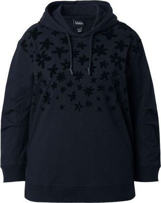 Ulla Popken Sweatshirt Hoodie Bl&uuml;ten Relaxed Kapuze Langarm