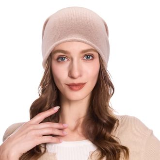 ZLYC Damen Winter Kaschmir Strickm&uuml;tze Slouchy Wolle Beanie(Einfarbig Rosa),Einheitsgr&ouml;&szlig;e
