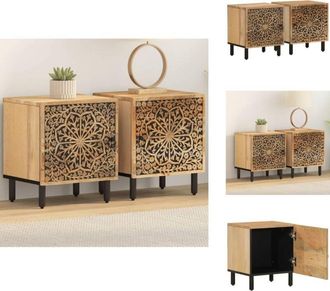 vidaXL Nachttische 2 Stk. 40x33x46 cm Massivholz Mango - Nachttisch - Kommoden - Wohnzimmerm&ouml;bel - Massivholzm&ouml;bel - Mangoholz