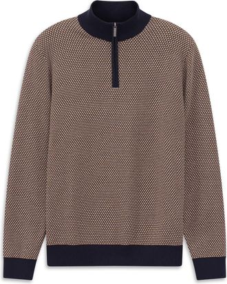 Bugatti Herren Troyer 7500-15514E Regular Fit Struktur kurzer Rei&szlig;verschluss