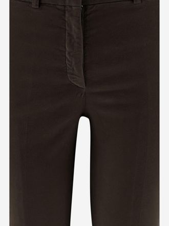 Ql2 Quelledue Womens Stretch Cotton Velvet Trousers Dark Brown