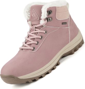 Mishansha Damen Winterschuhe Warm Gef&uuml;ttert Bequeme Rutschfest Winterstiefel Outdoor Trekking Boots Rosa EU 36