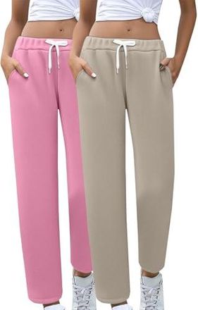 Generic Lot de 2 Pantalon De Running Femme Chic &Eacute;t&eacute; Pant Longue Stretch Tendance Comfy Streetwear D&eacute;tente Mode Costume Classique Basique Taille Elastique 2026
