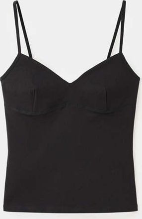 Mango Top bretelles en coton col V noir - Femme - XS - MANGO