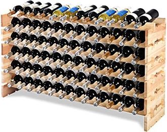 Giantex Casier à Vin avec 6 Étagères pour 72 Bouteilles, Range Bouteille en Bois de Sapin, Désign Séparable et Empliable, Étagère Vin pour Maison, Bar, Restau