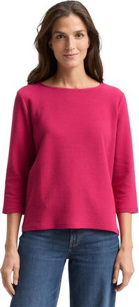 Tom Tailor Damen 1049018 Langarmshirt mit Ottoman-Struktur, 15234-Cherry Granita, L