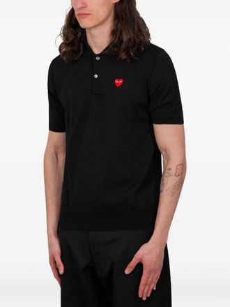 Comme Des Garçons polo en maille à motif coeur - Noir