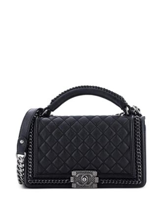 Chanel Chain Handle Boy Flap Bag Quilted Calfskin Old Medium shoulder bag - Schwarz