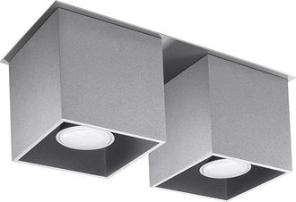 ETC Shop Deckenstrahler modern Designer K&uuml;chenlampen Strahler 2 flammig Aufbauleuchte grau, Aluminium, 2x GU10, LxH 26 x 11 cm