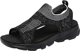 Generic Sandales en maille respirante pour femme - Chaussures de marche légères - Sandales de sport tendance à bout ouvert avec semelle rembourrée antidérapan