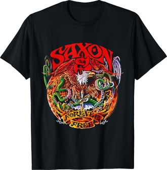 Saxon Offiziell Saxon Forever Free Heavy Metal Band Retro Album T-Shirt