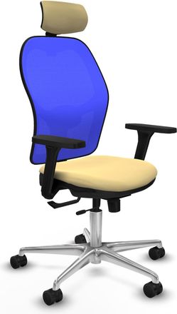 Piqueras y Crespo Ergonomischer Stuhl mit Lendenwirbelverstellung mit 3D-Armlehnen und Kopfteil, h&ouml;henverstellbar und neigbar. Ausgestattet mit Syncro/Traslack und inji