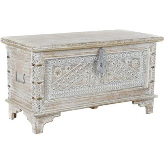 DKD Home Decor Coffre Mangue Laiton 88X40X45 Blanc