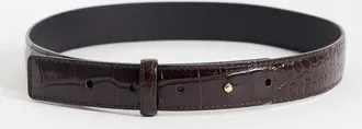 Arket ceinture en cuir v&eacute;ritable &agrave; d&eacute;tails effet croco marron